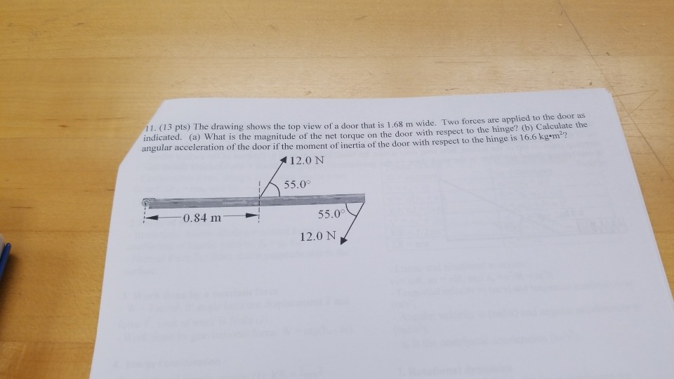 Solved 11. (13 pts) The d indicated. rawing shows the top | Chegg.com