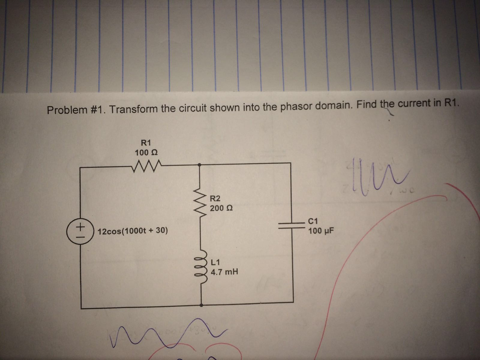 Solved Transform the circuit shown into the phasor domain. | Chegg.com