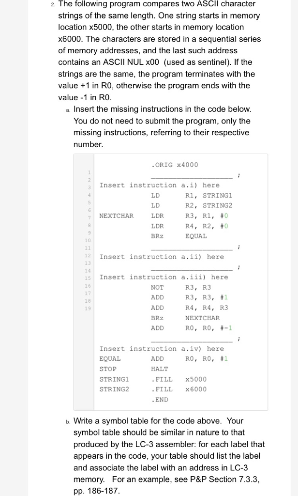 2. The following program compares two ASCII character | Chegg.com 2. The following program compares two ASCII character | Chegg.com