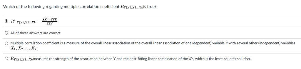 Solved Which of the following regarding multiple correlation | Chegg.com
