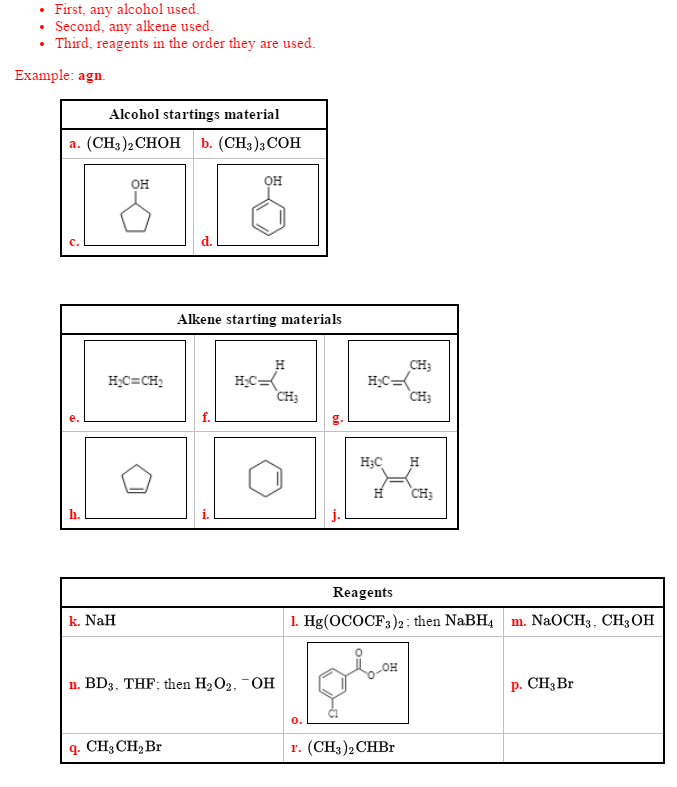 Solved From the lists of available starting materials and | Chegg.com