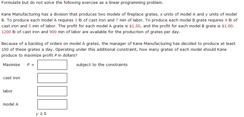 Solved Formulate but do not solve the following exercise as | Chegg.com