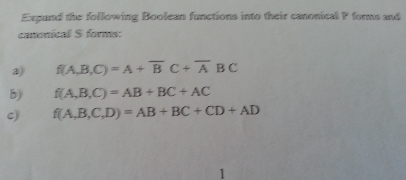 Solved Expand the following Boolean functions into their | Chegg.com