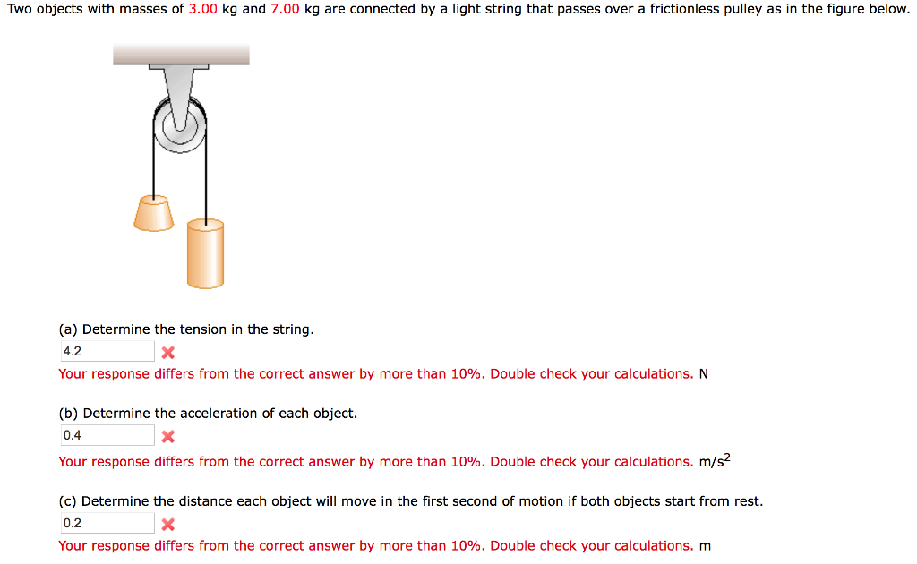 Solved Two Objects With Masses Of 3 00 Kg And 7 00 Kg Are