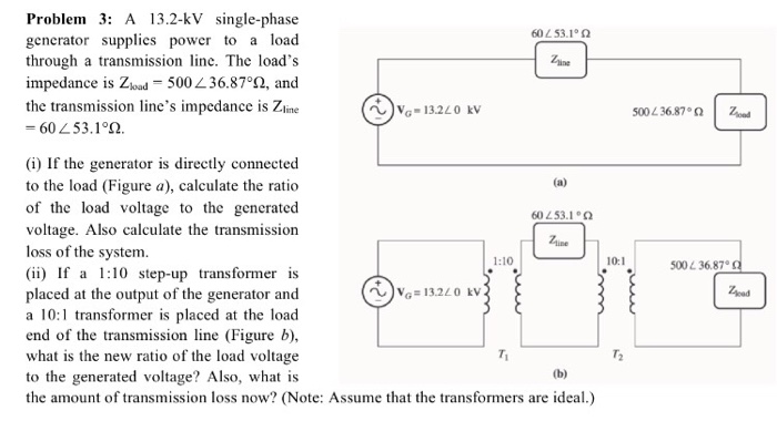Solved A 13.2-kV single-phase generator supplies power to a | Chegg.com