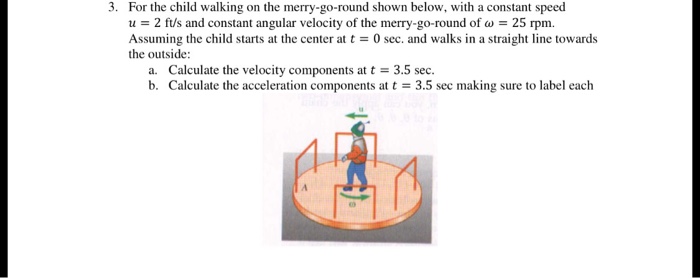 Solved For the child walking on the merry-go-round shown | Chegg.com