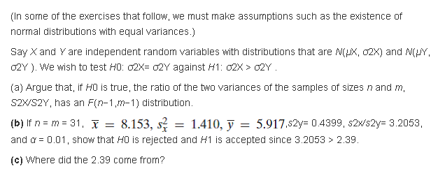 Solved (In some of the exercises that follow, we must make | Chegg.com