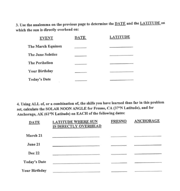 Solved Earth Sun Geometry Introduction The Purpose Of This Chegg