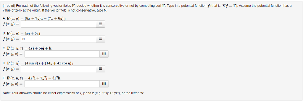 Solved For each of the following vector fields F, decide | Chegg.com