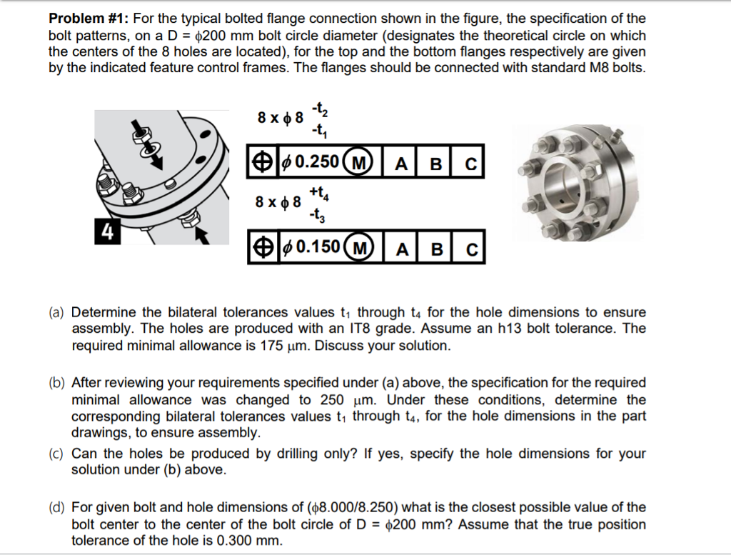 Problem #1 : For the typical bolted flange connection | Chegg.com