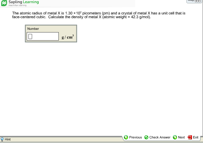 Solved The atomic radius of metal X is 1.30 times 10^2 | Chegg.com