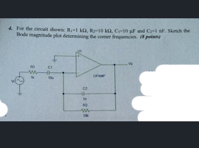 Solved: For The Circuit Shown R_1 = 1 KOhm, R_2 = 10 KOhm,... | Chegg.com