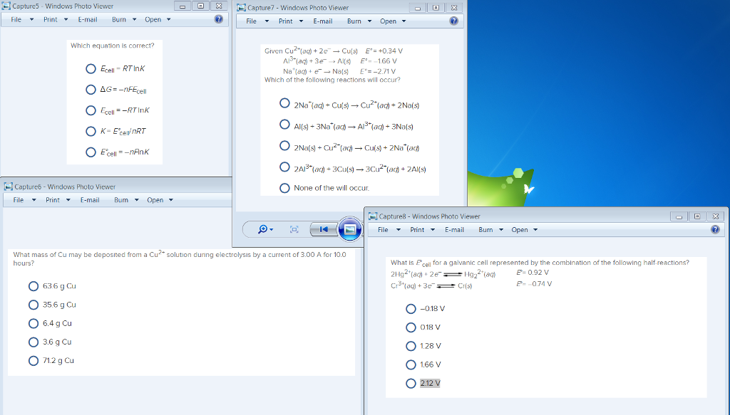 Solved Which equation is correct? E_cell = RT lnk delta G | Chegg.com