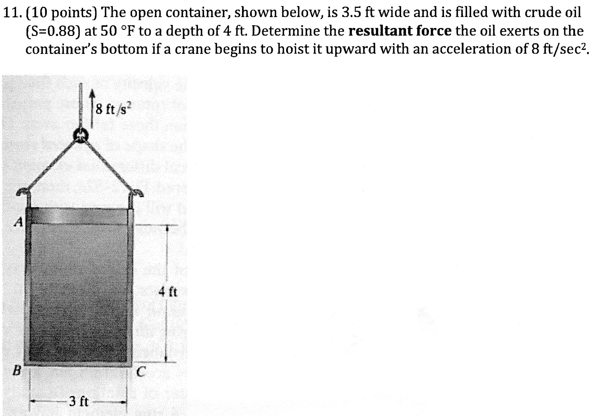 Solved The open container, shown below, is 3.5 ft wide and | Chegg.com