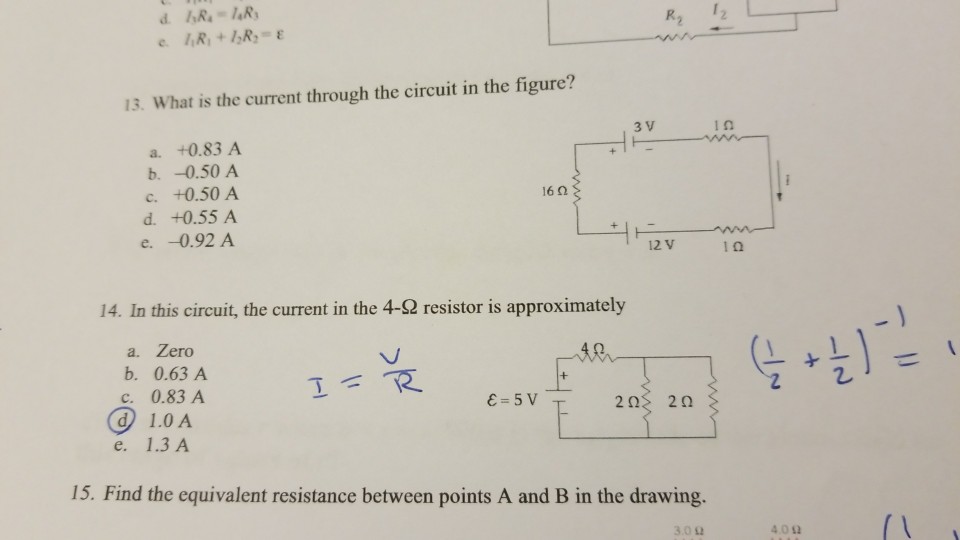 Solved 13. What is the current through the circuit in the | Chegg.com