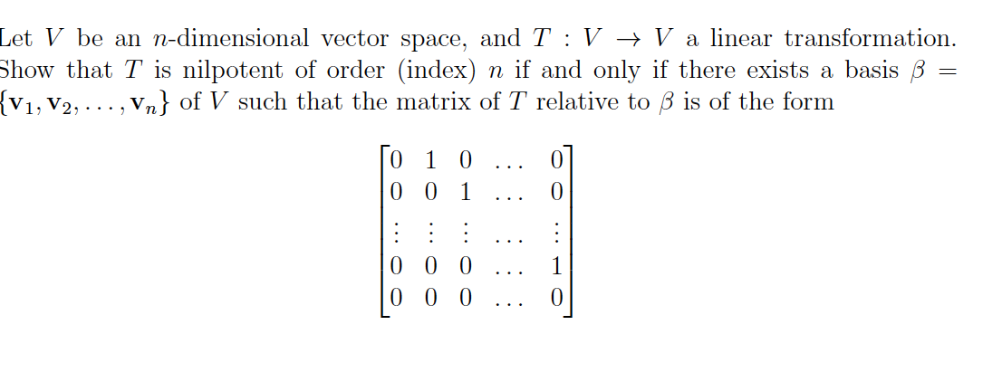 Let V be an n-dimensional vector space, and T : V | Chegg.com