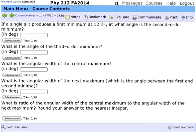 Solved If a single slit produces a first minimum at 12.7 | Chegg.com