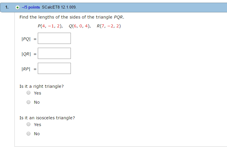 Solved Find the lengths of the sides of the triangle PQR | Chegg.com