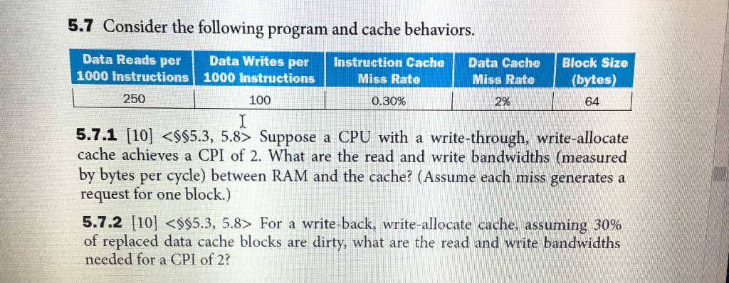 Solved Consider the following program and cache behaviors. | Chegg.com