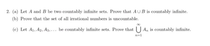 Solved Let A and B be two countably infinite sets. Prove | Chegg.com