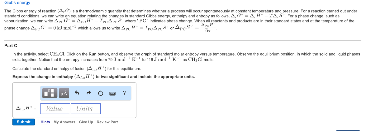 Solved The Gibbs energy of reaction (Delta_r G) is a | Chegg.com