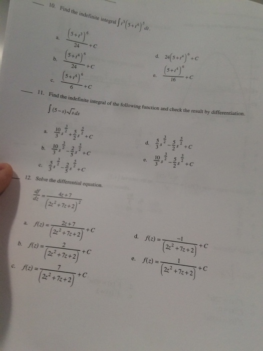 Solved Find the indefinite integral integral t^3 (5 + t^4)^5 | Chegg.com