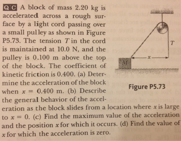 Solved A block of mass 2.20 kg is accelerated across a rough | Chegg.com