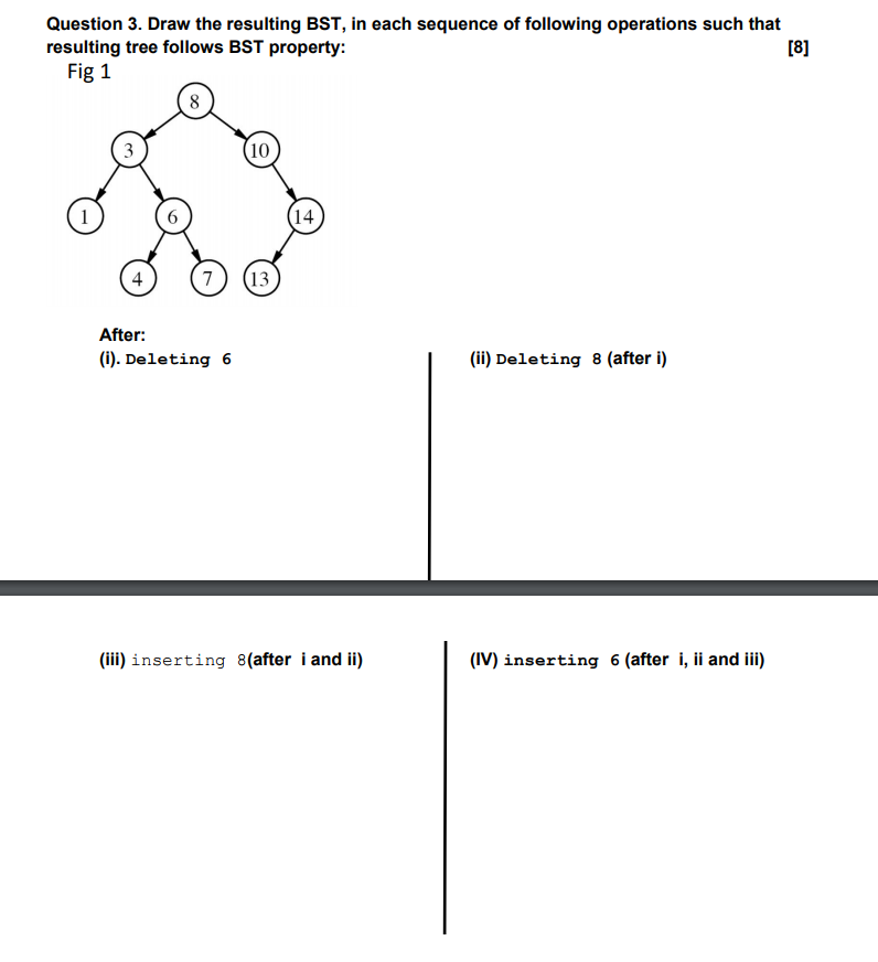 Solved Draw the resulting BST, in each sequence of following | Chegg.com