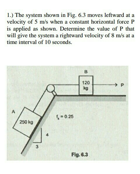 Solved 1.) The system shown in Fig. 6.3 moves leftward at a | Chegg.com