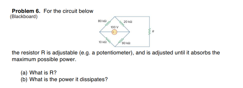 Solved Problem 6. For the circuit below (Blackboard) 20 ㏀ | Chegg.com