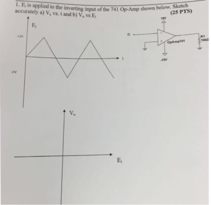 Solved E_1 is applied to the inverting input of the 741 | Chegg.com