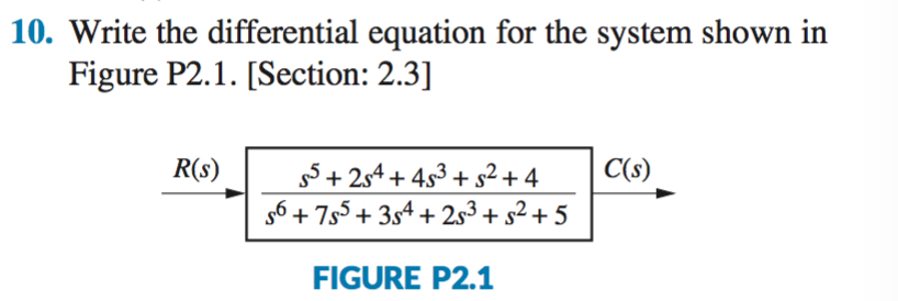 Solved 10. Write the differential equation for the system | Chegg.com