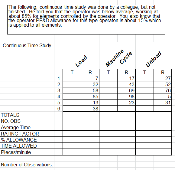 Solved ollowing, continuous time study was done by a | Chegg.com