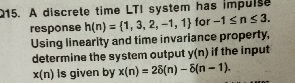 Solved A discrete time LTI system has impulse response h(n) | Chegg.com