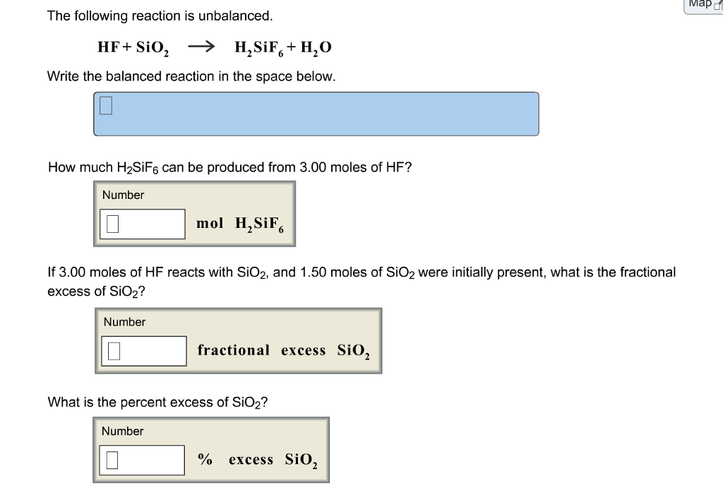 Solved Map The following reaction is unbalanced. Write the | Chegg.com