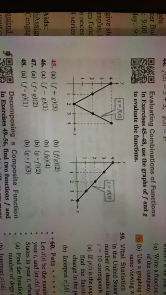 Solved ter Bui : 9:00 回 Evaluating Combinations of Functions | Chegg.com