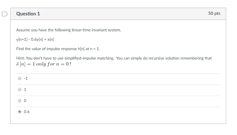 Solved Assume you have the following linear-time invariant | Chegg.com
