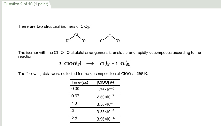 Solved There are two structural isomers of CIO2: The isomer | Chegg.com