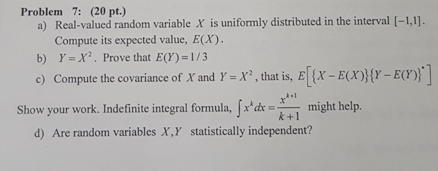 Solved Real-valued random variable X is uniformly | Chegg.com