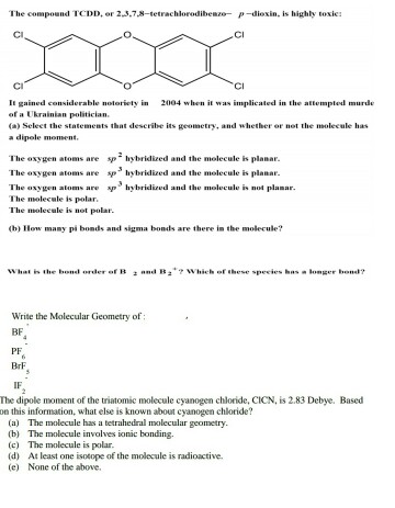 Solved The compound TCDD, or 2 5.7 s-tetrachlorodibenzo | Chegg.com