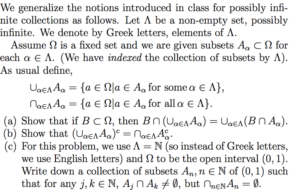 Solved We generalize the notions introduced in class for | Chegg.com