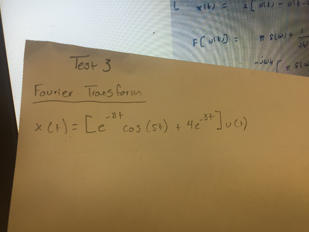 Solved Fourier Transform x(t) = [e^-8t cos(5t) + 4e^-3t] | Chegg.com