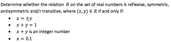 Solved: Determine Whether The Relation R On The Set Of Rea... | Chegg.com