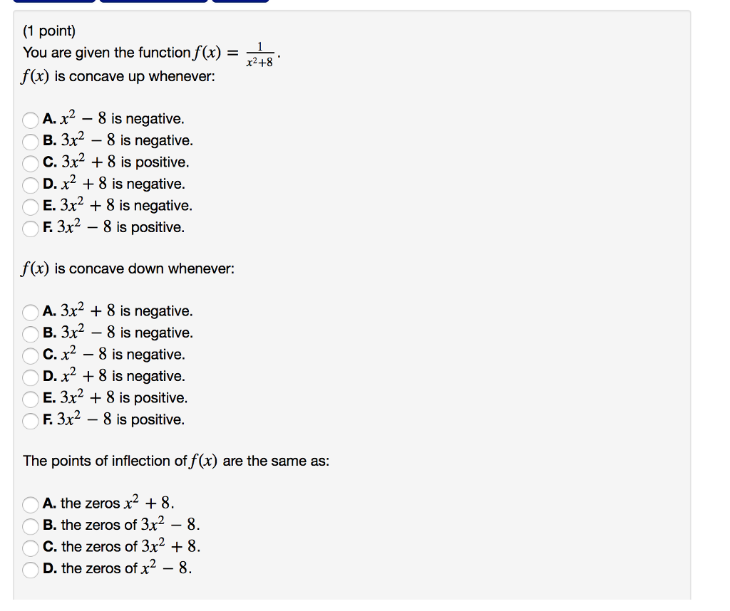 Solved (1 point) You are given the function,f(x) f(r) is | Chegg.com