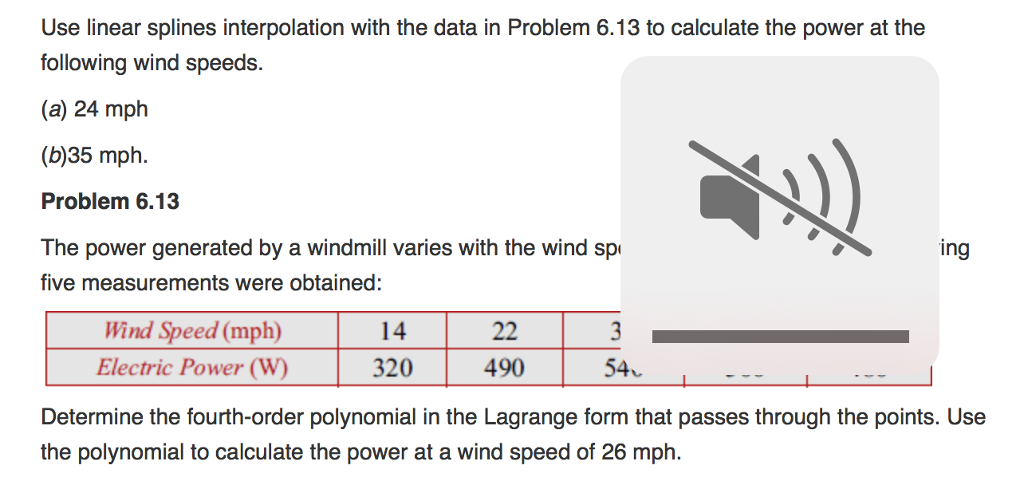 Use linear splines interpolation with the data in | Chegg.com