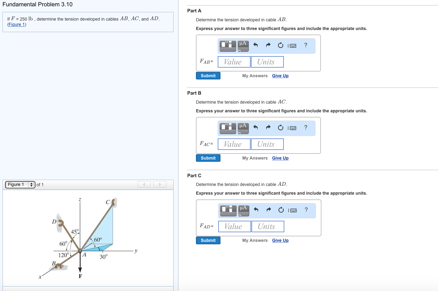 Solved If F = 250 lb, determine the tension developed in | Chegg.com Solved If F = 250 lb, determine the tension developed in | Chegg.com