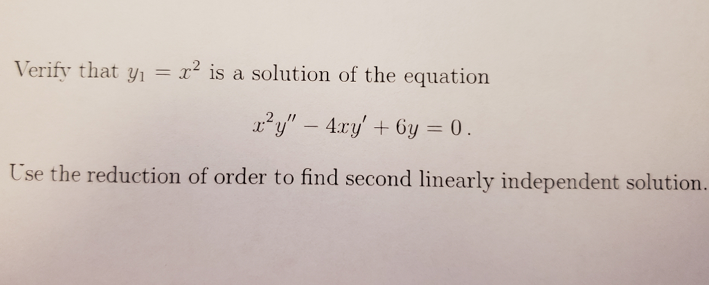 Solved Verify that y 2 is a solution of the equation U'se | Chegg.com