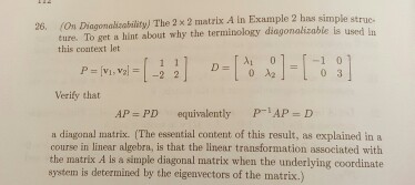 Solved The 2X2 matrix A in Example 2 has simple struture. To | Chegg.com