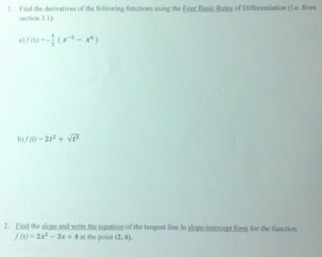 Solved Find the derivatives of the following functions using | Chegg.com