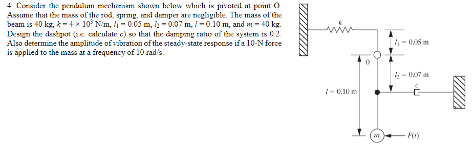 Solved 4. Consider the pendulum mechanism shown below which | Chegg.com
